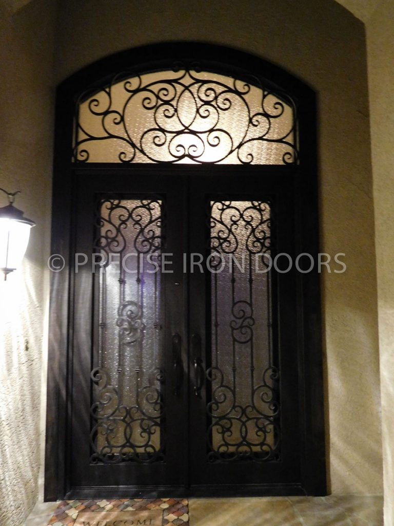 Marcelle Single Entry Square Top Iron Door with Sidelight