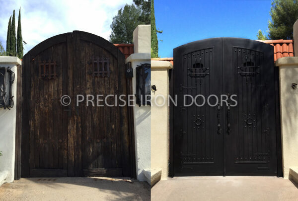 Custom Steel Entry Gate with Glass | Precise Iron Doors